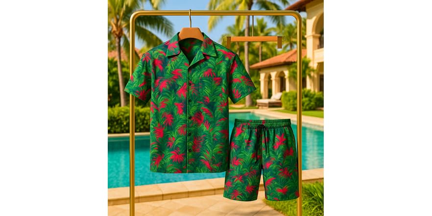 2Pc Mens Top & Bottom Beach Set