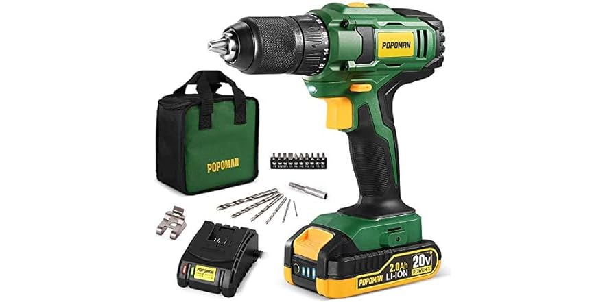 POPOMAN 20V MAX 1/2 inch Compact Drill Driver Kit