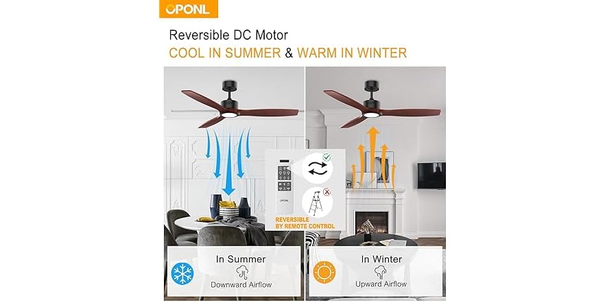 OPONL Natural Solid Wood 52in Ceiling Fan (Open Box)