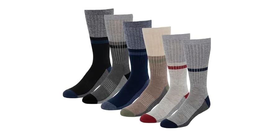 Amazon Men's CREW SOCK, 6 Pairs