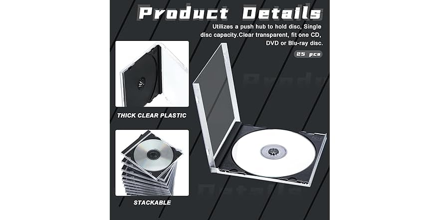 25 Pack Plastic Single CD Cases