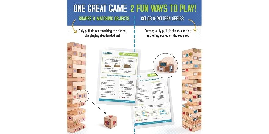 Giantville Giant Tumbling Timber Toy + Dice + Adhe (Open Box)