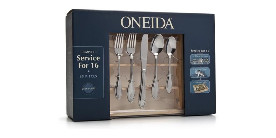 Oneida Temple 85-Piece Flatware Set with Storage Caddy