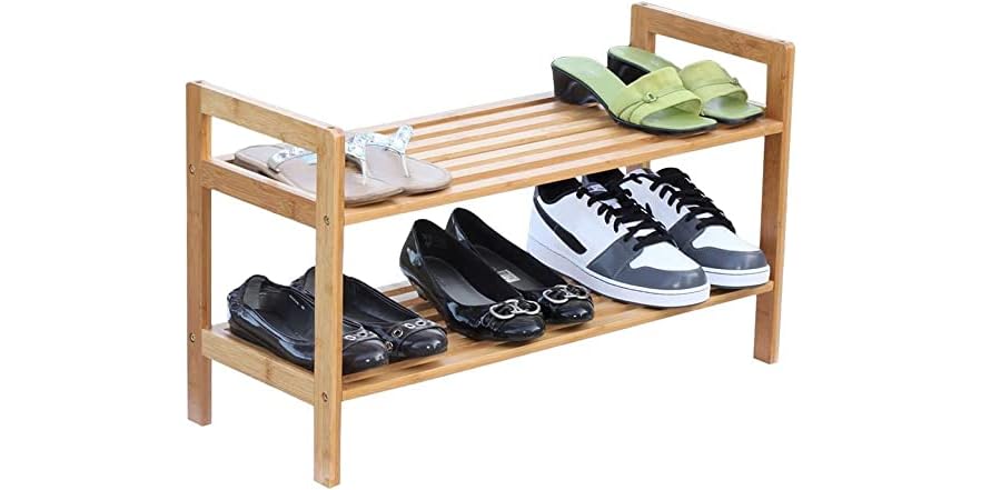Oceanstar 2 Tier Bamboo Shoe Rack, Brown