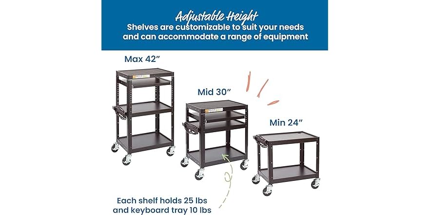 ECR4Kids Rolling AV Presentation Cart Stand
