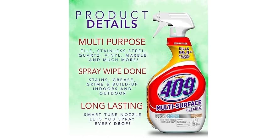 (2 Pack) Multi Surface 409 Cleaner, 32oz With 6 Pack Microfiber ...