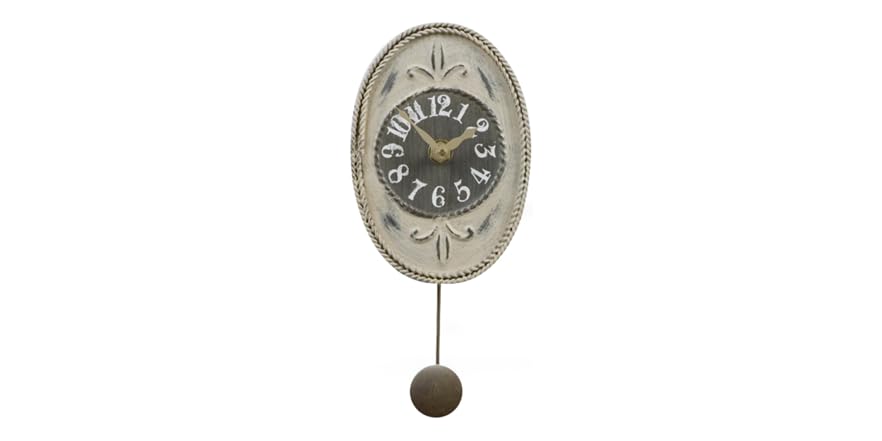 Antique White Oval Mini Pendulum Clock
