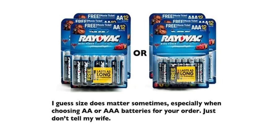 Rayovac Battery 36-Pack with Codes for a Free Cars 2 Movie Ticket