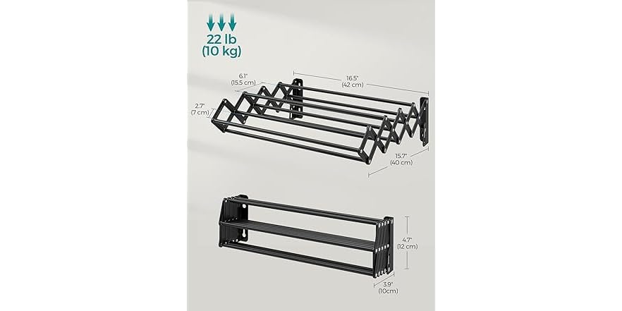 SONGMICS Clothes Drying Rack, Wall-Mounted