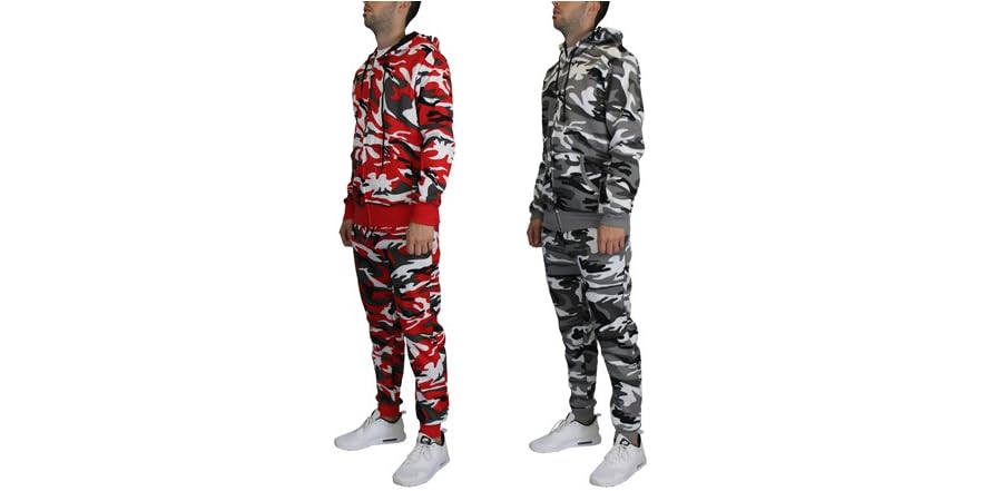 4PC Mens Camo Hoodie & Jogger Sets