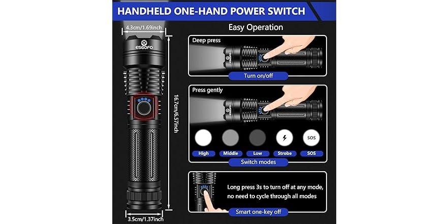 Esgofo Rechargeable Flashlight | 10K Lumens