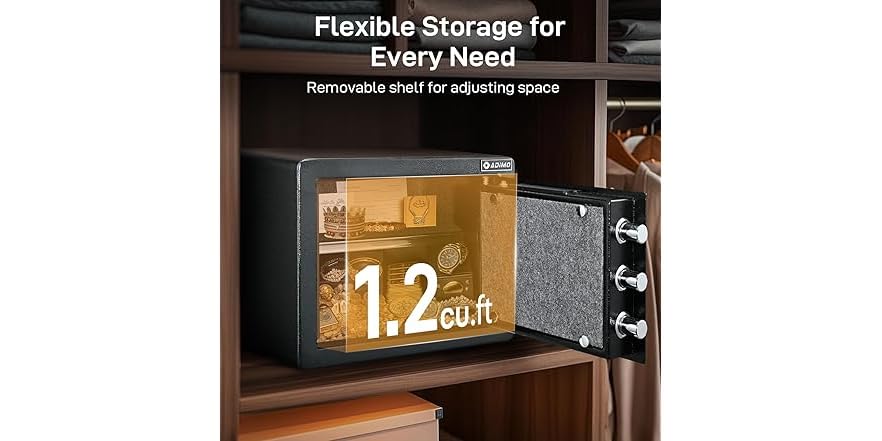 ADIMO BGX-M/D-30D Biometric 1.2 CuFt Fingerprint Home Safe