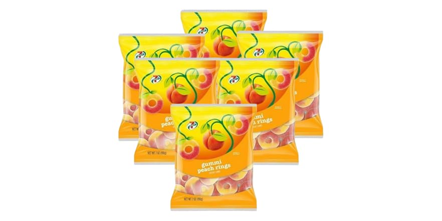 7-Select Gummi Peach Rings - 7 Oz Bags