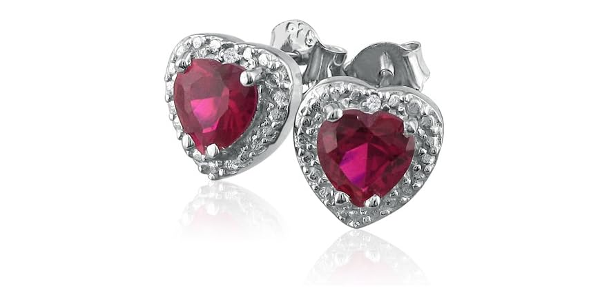 2ct Heart Shaped Ruby & Diamond Earrings