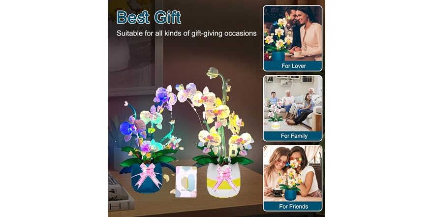 2 Pack Orchid Flower Building Blocks