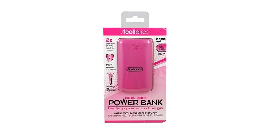 Acellories 6200 mAh Dual USB Power Bank - 2 Pack