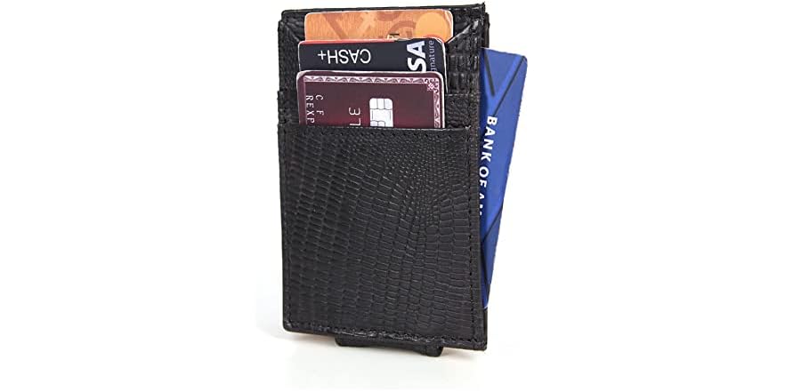 Minimalist Slim Wallet w/ Money Clip, Cerulean Black