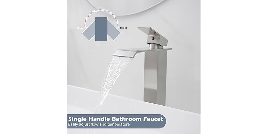 BWE 6004H-N Brushed Nickel Sink Faucet Waterfall