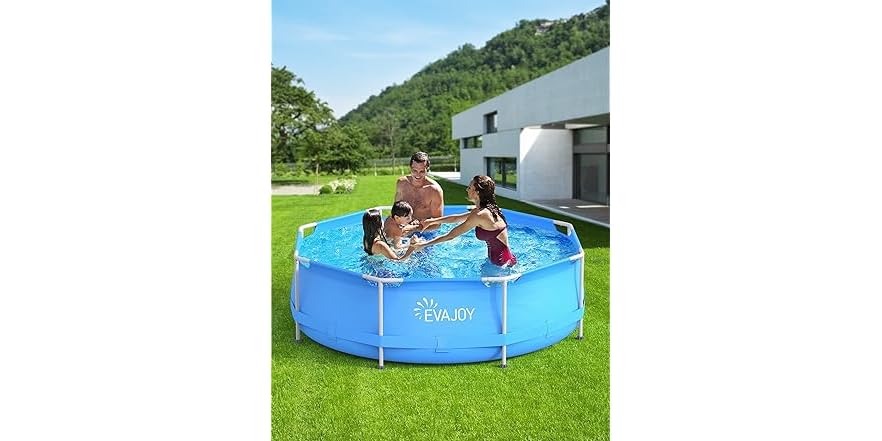 Evajoy 10 ft x 30 Inch Outdoor Metal Frame Above Ground Pool