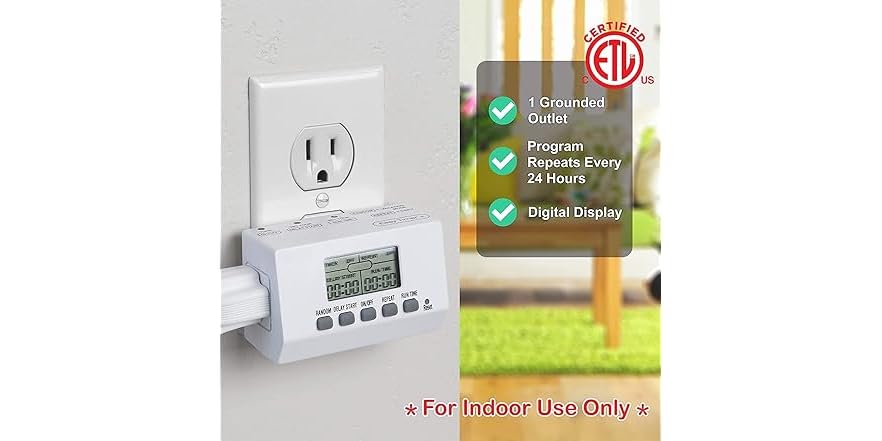 Clear Power 2-Pack Digital Indoor Timer w/6ft & 9ft Extension Cords
