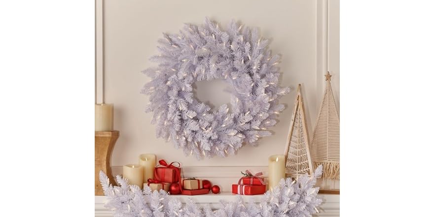 Bethlehem Lights 26" White Color Flip Overlit Wreath