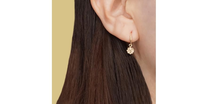 14K Gold Flower Endless Hoop Earring