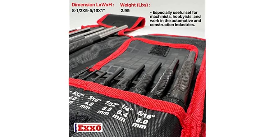 EXXO 0034 13pc Drive Pin Punch Set