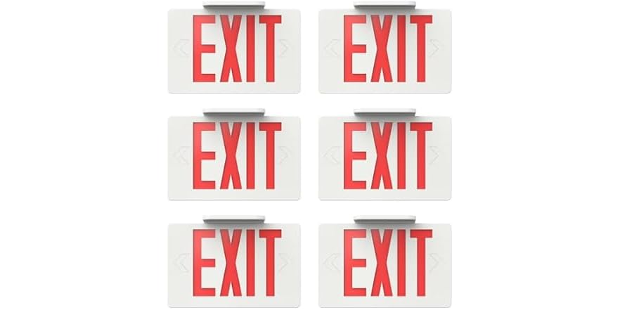 6 Pack LED Exit Sign with Light