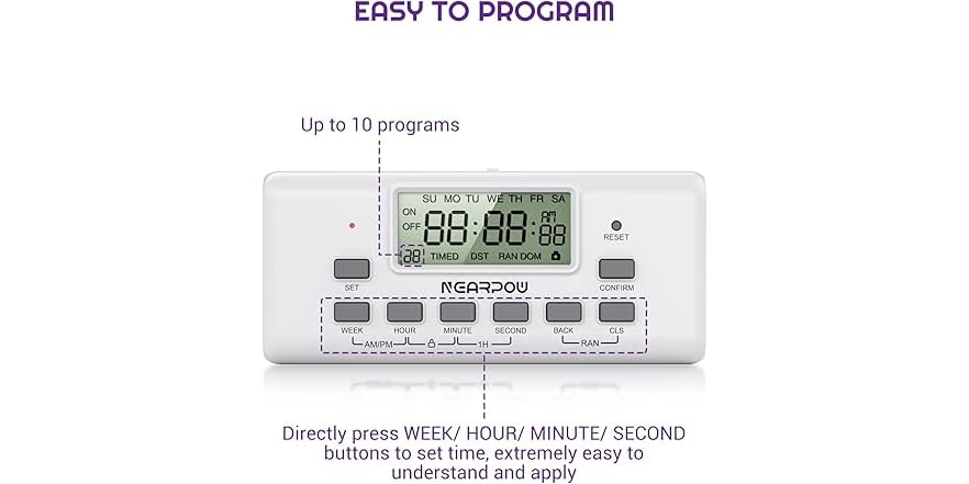NEARPOW Digital Timer For Lamp, 2 Pack