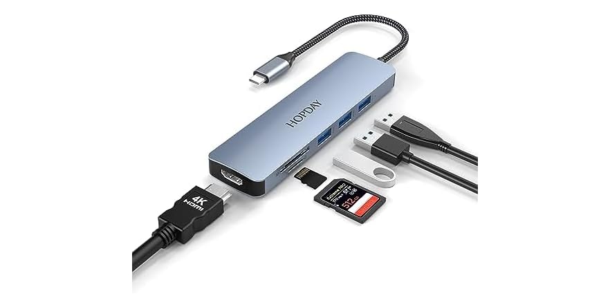 HOPDAY USB C Hub 6 in 1, USB C Adapter