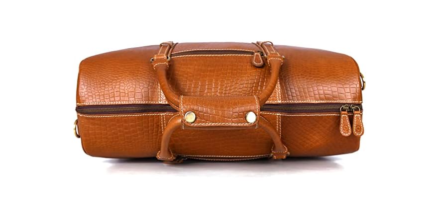 Aaron Leather 20 inch Leather Weekender Duffle Bag