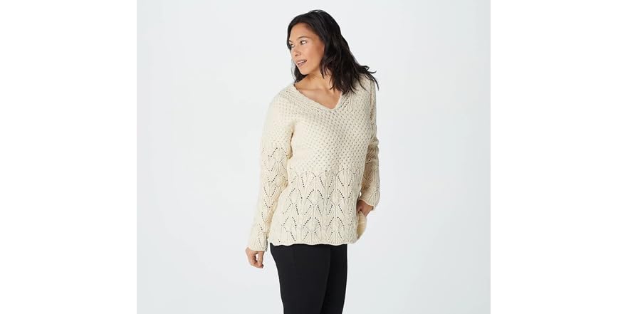 Aran Craft Merino Sweater Lace Details