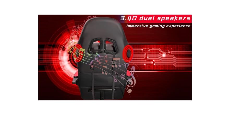 Gaming Chair with Speakers and LED Lights