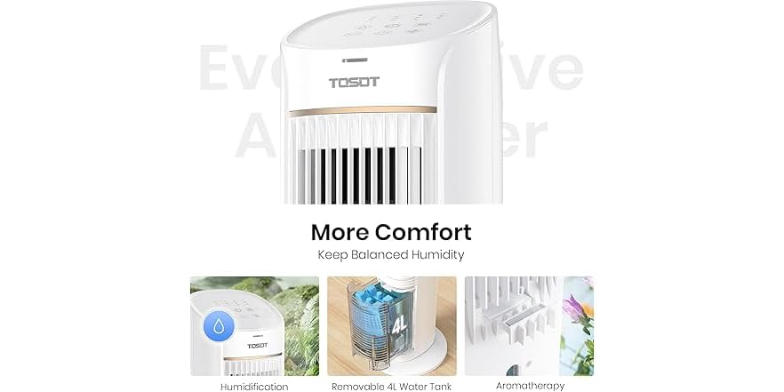 TOSOT Evaporative Air Cooler, 43" Tower Fan (Open Box)