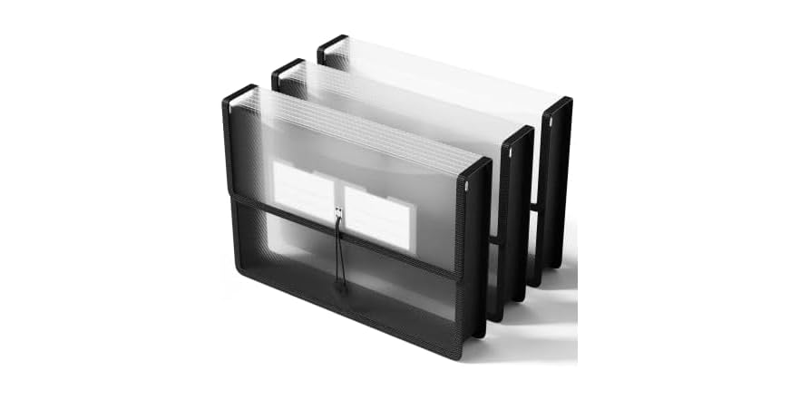 3 Pack Plastic Expanding File Folder