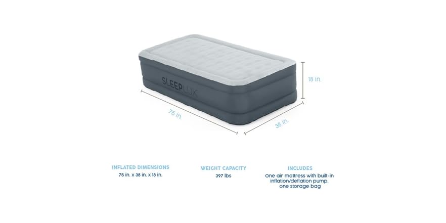 SleepLux Twin Air Mattress Raised Twin