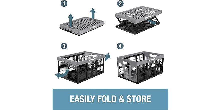 CleverMade Collapsible Utility Crate, Stone, 3PK