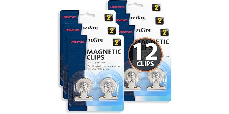 Officemate 12 Pack of Magnetic Clips