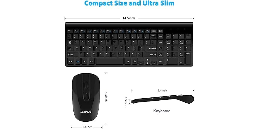LeadsaiL Wireless Keyboard and Mouse Combo