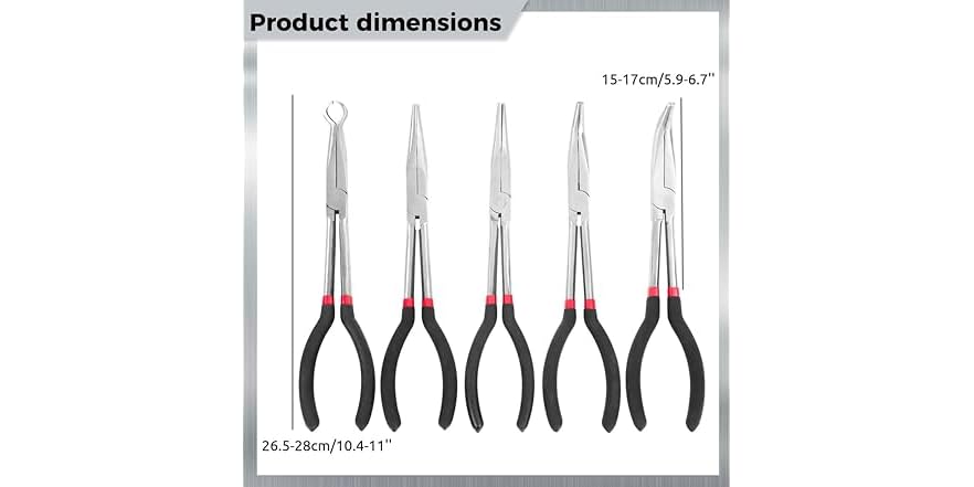 5-Piece Long Reach Needle Nose Pliers Set