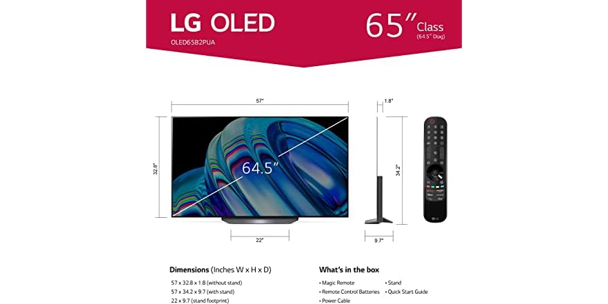 LG B2 Series OLED Smart TV (Refurbished) **STAND NOT INCLUDED**