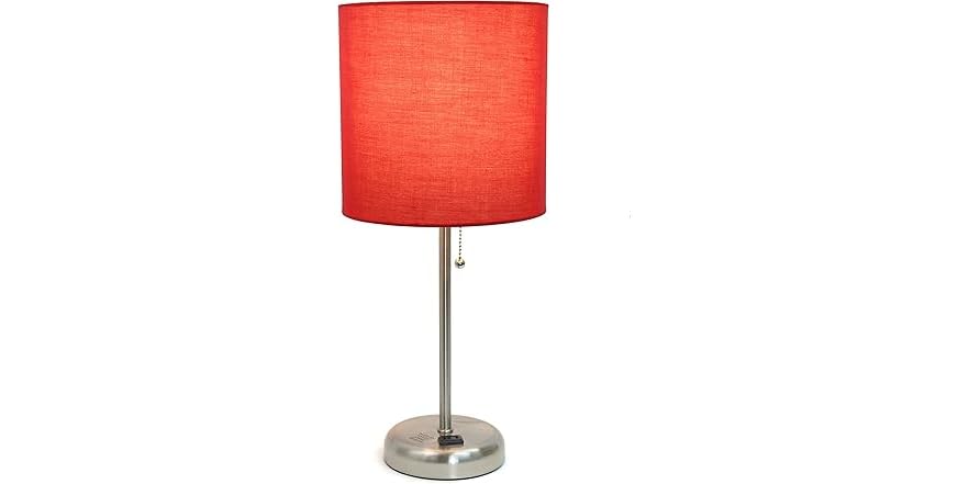 Simple Designs 2pk Table Desk Lamps, Red
