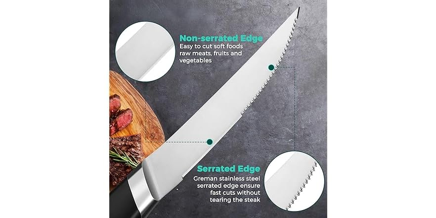 HAUSHOF Steak Knives Set of 6, German Stainless