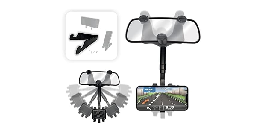 Multifunctional Rear View Mirror Holder, Black
