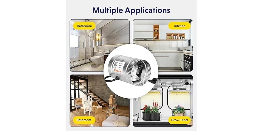HealSmart 4'' Inline Booster Fan