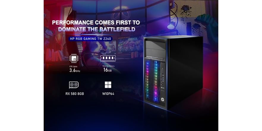 HP RGB Z240 Gaming Desktop (AMD RX 580)