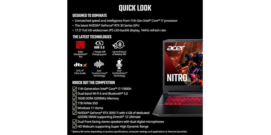 Acer Nitro 5 17.3" Gaming Laptop (Open Box)