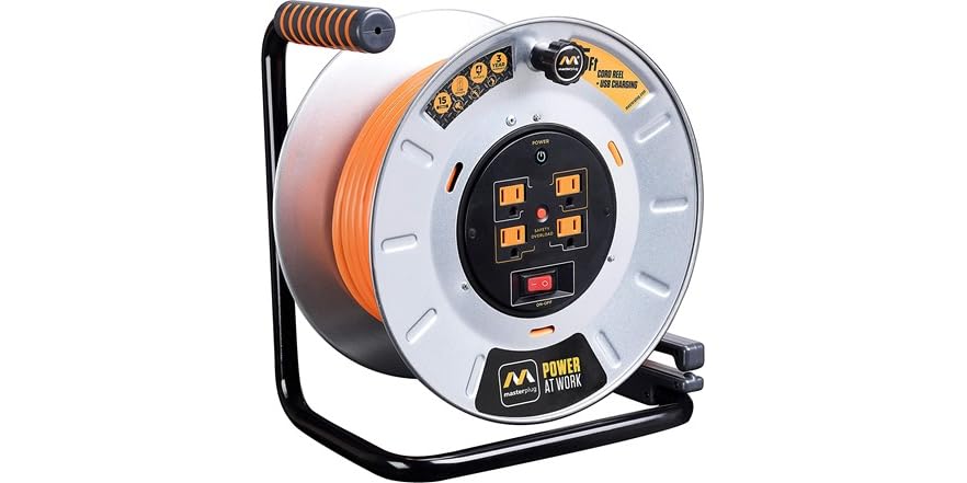 MasterPlug 75' 12/3 Metal Extension Cord Reel