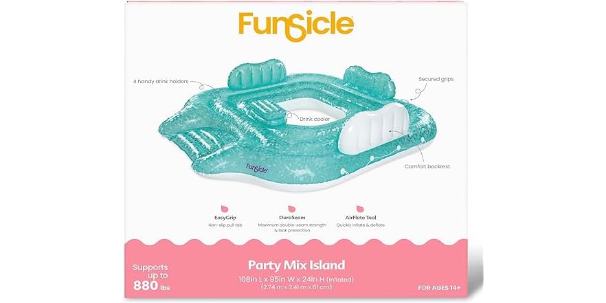 Funsicle 9 ft Party Mix Inflatable Island Float