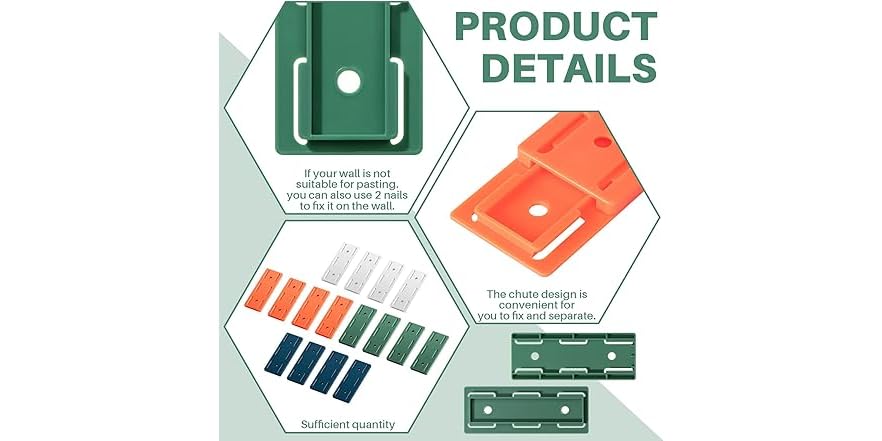 16 PC Adhesive Power Strip Rail Mounts